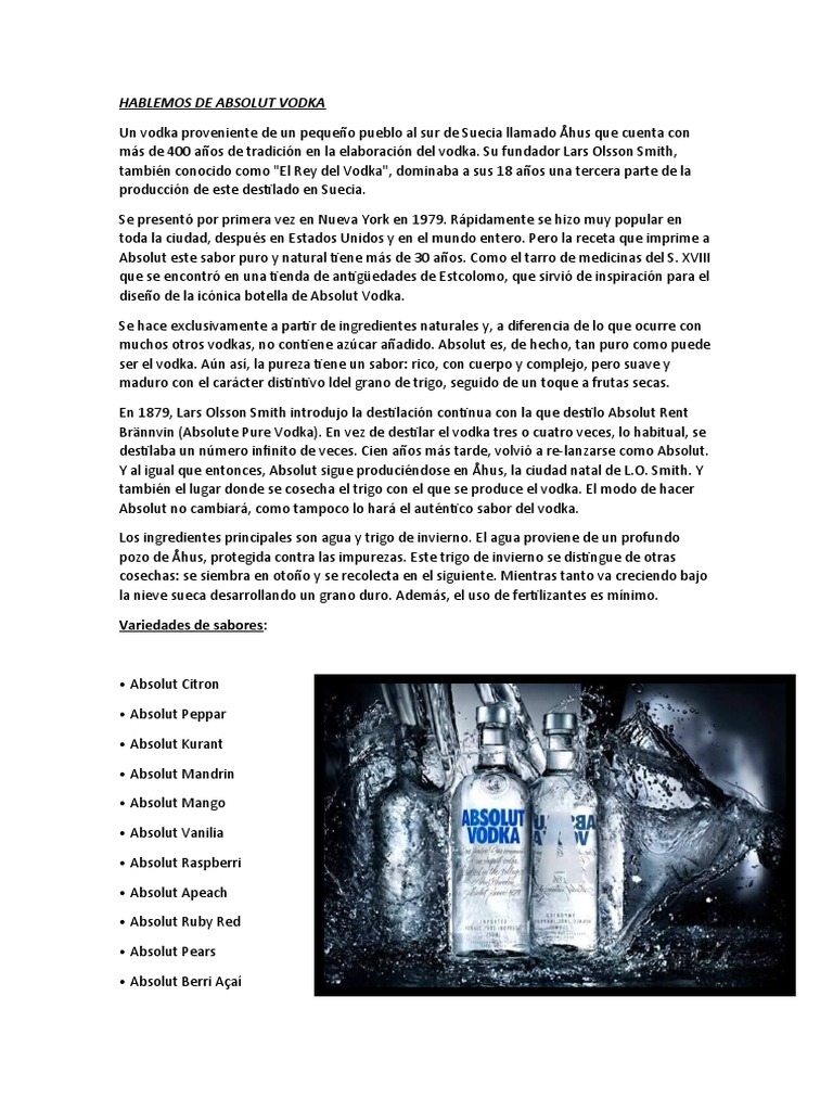 Vodka Absolut | PDF | Vodka | Comida y bebida