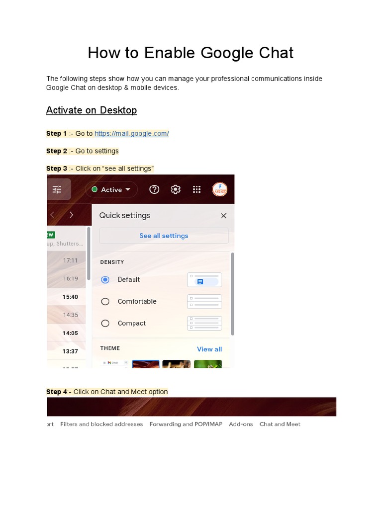 How To Enable Google Chat | PDF