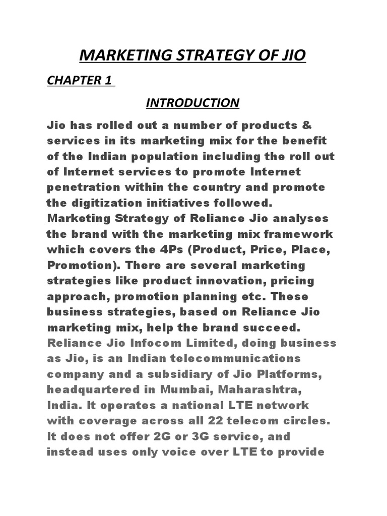 Marketing Strategy of Jio | PDF | Information And Communications ...