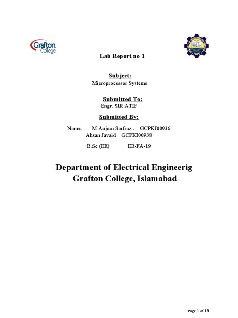 Lab Report No 1 Microprocessor Systems | PDF | Embedded System ...