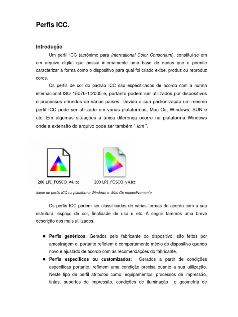Perfis ICC | PDF | Modelo de cores RGB | Impressão