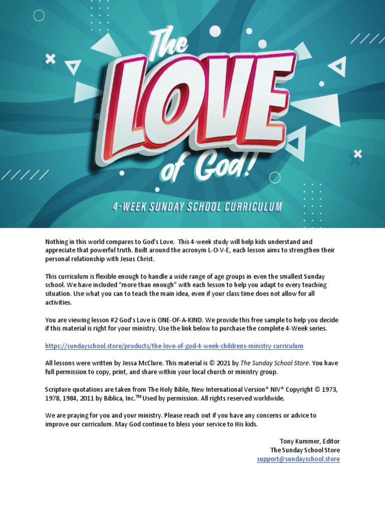 The LOVE of God Sample Lesson | PDF | Gospel Of Matthew | Love