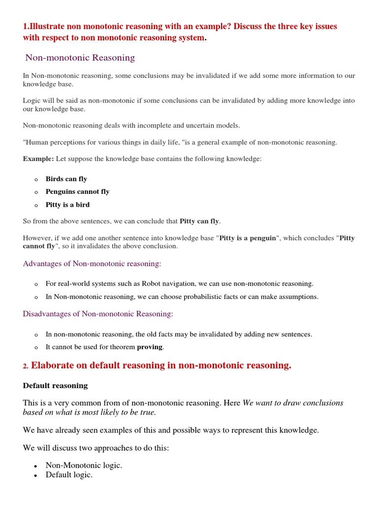 An Analysis of Non-Monotonic Reasoning Techniques Using Breadth-First ...