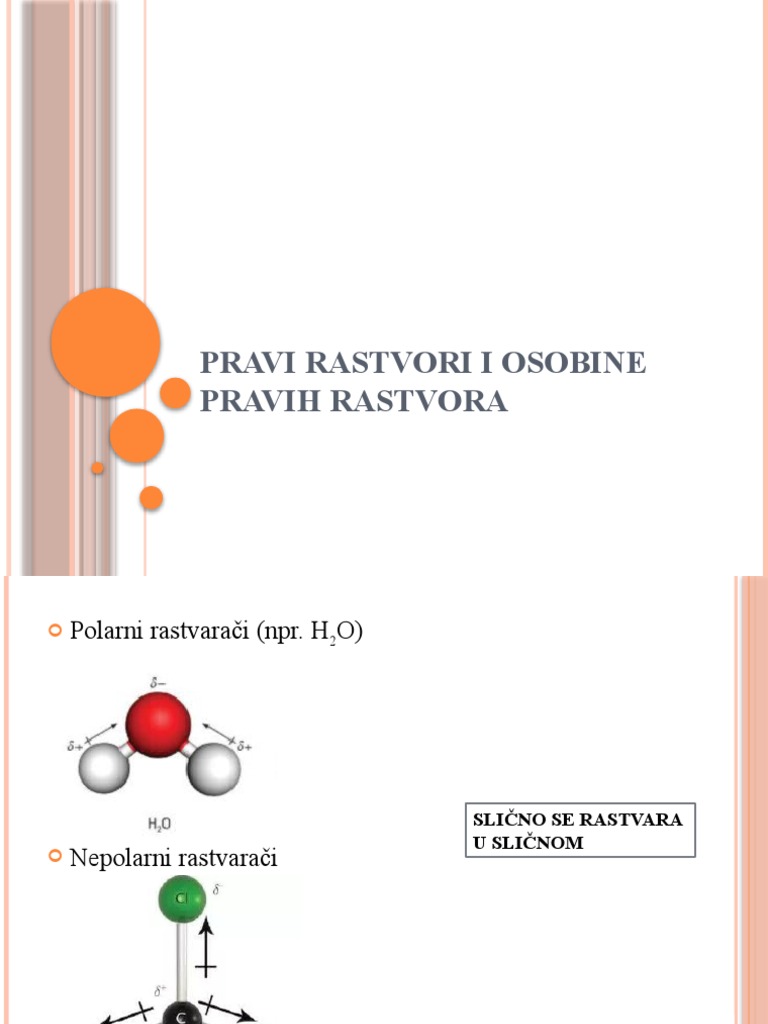 Pravi Rastvori I Osobine Pravih Rastvora | PDF
