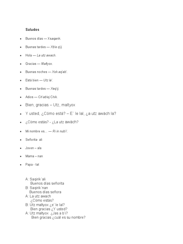 Saludos Kiche | PDF