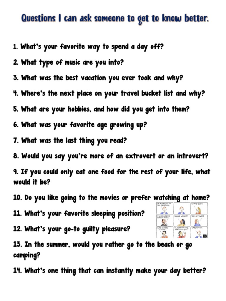 Questions - Get To Know Each Other | PDF
