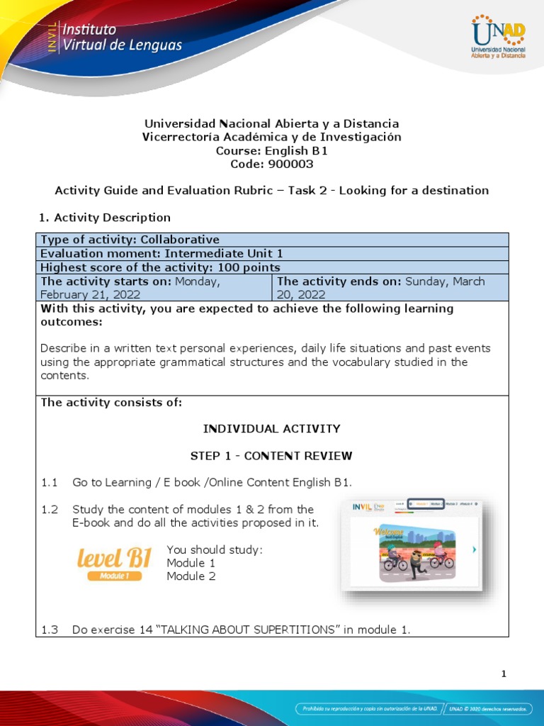 Activities Guide and Evaluation Rubric - Unit 1 - Task 2 - Looking For ...