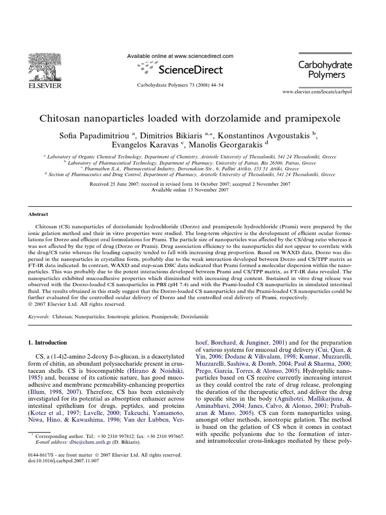 2 Papadimitriou Et Al 2008 Chitosan TPP Gelation Method | PDF ...
