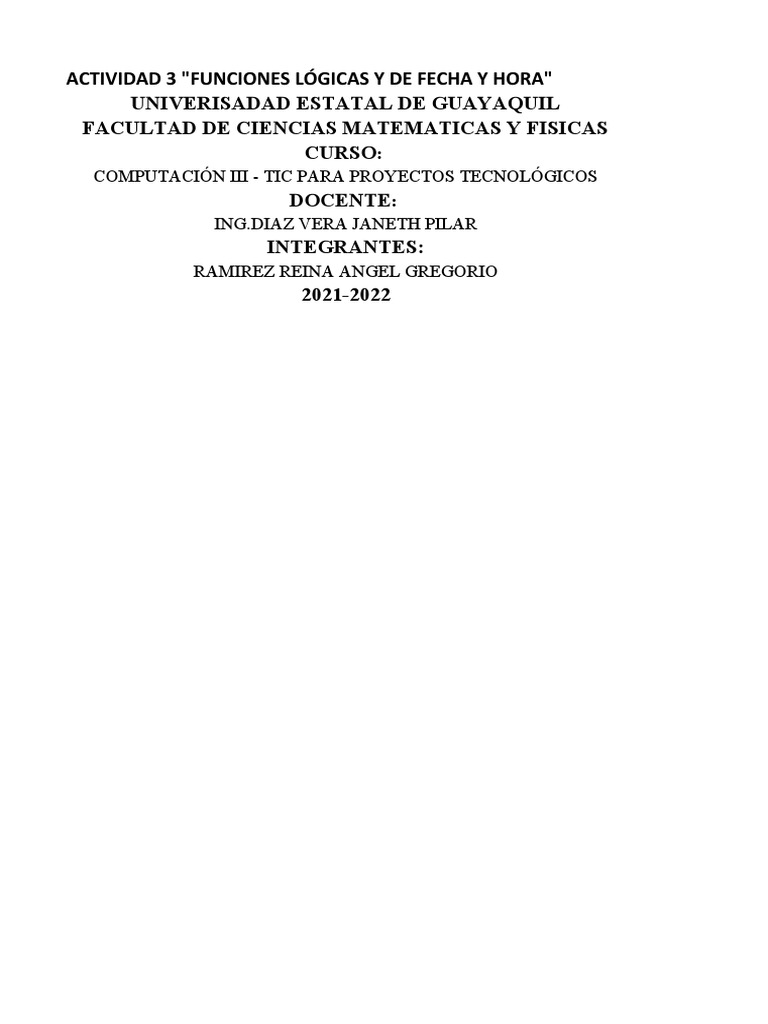 Ramirez Reina Angel Gregorio | PDF | Expresiones lógicas | Lógica