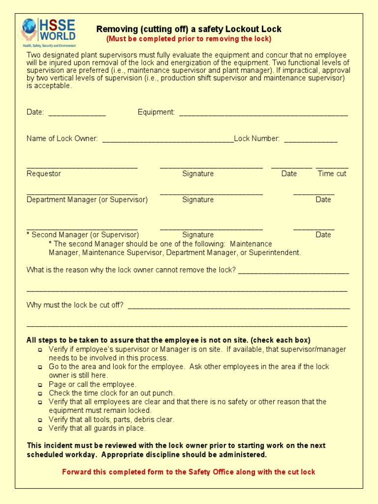 Lock Removal Form | PDF | Business