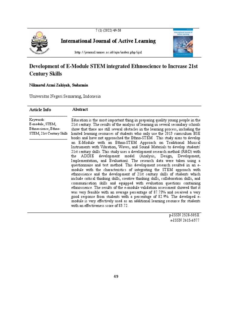 E-Modul Etno-STEM Nikmatul Azmi Zakiyah | PDF | Critical Thinking | Learning