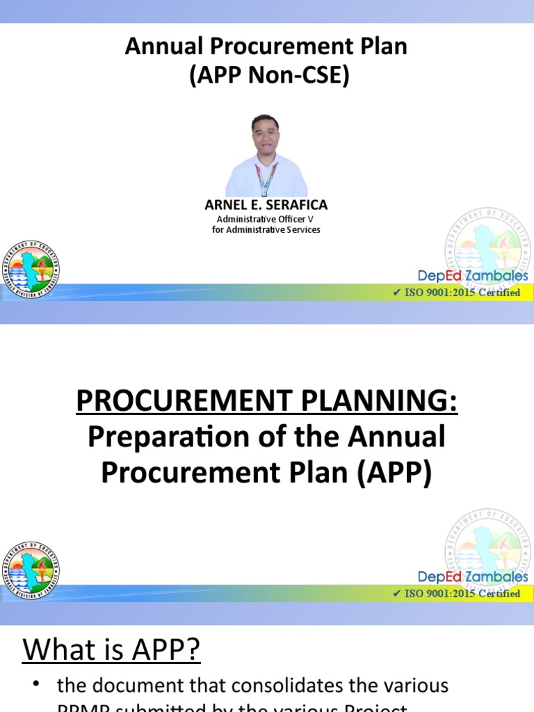 Annual Procurement Plan (APP Non-CSE) : Arnel E. Serafica | PDF