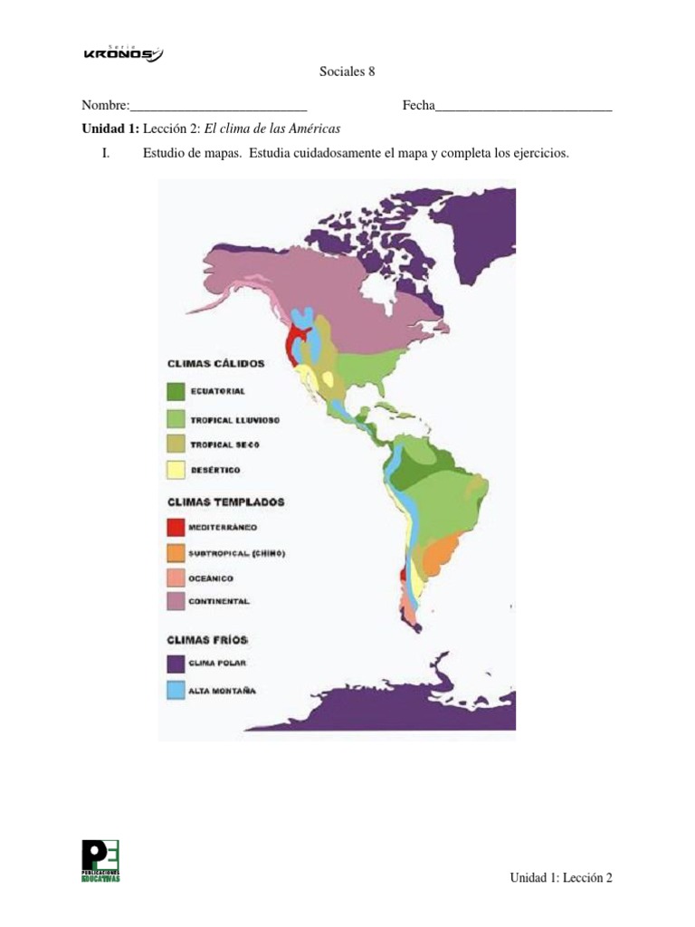 Examen, Unidad 1, Lecci N 2 | PDF | Clima | Américas