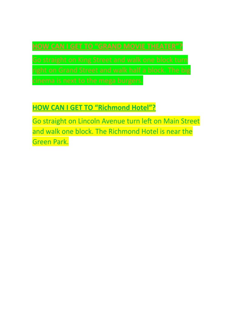 Go Straight, Turn Right, Turn Left and Blocks | PDF