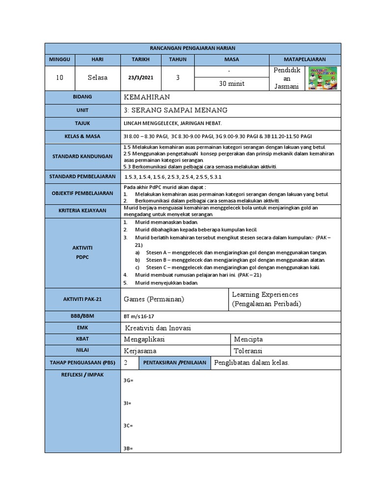 RPH PJ Tahun 3 | PDF