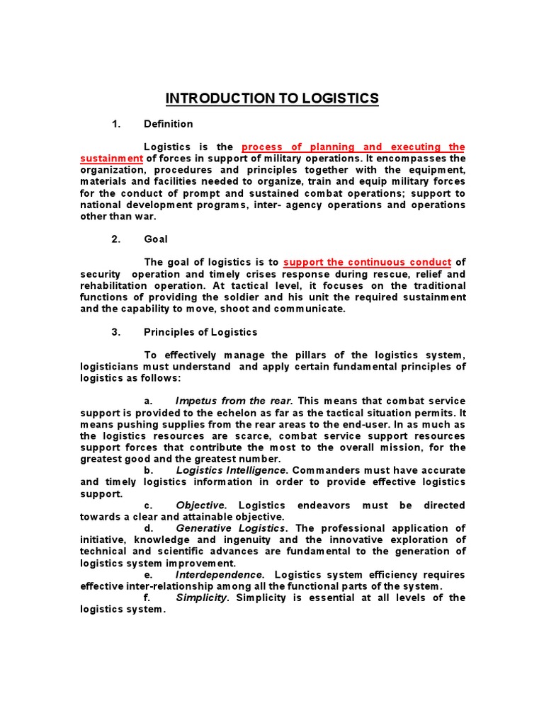 A Comprehensive Overview of Logistics: Definitions, Goals, Principles ...