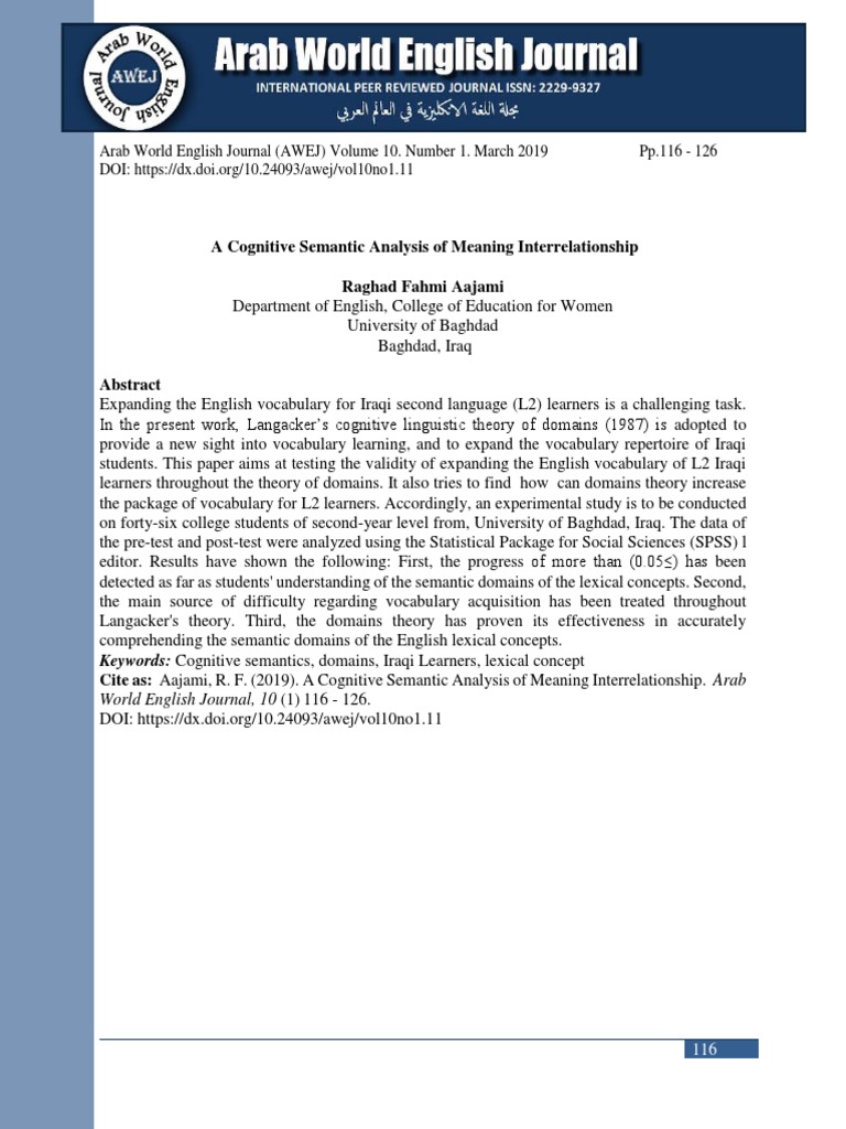 A Cognitive Semantic Analysis of Meaning | PDF | Concept | Second Language