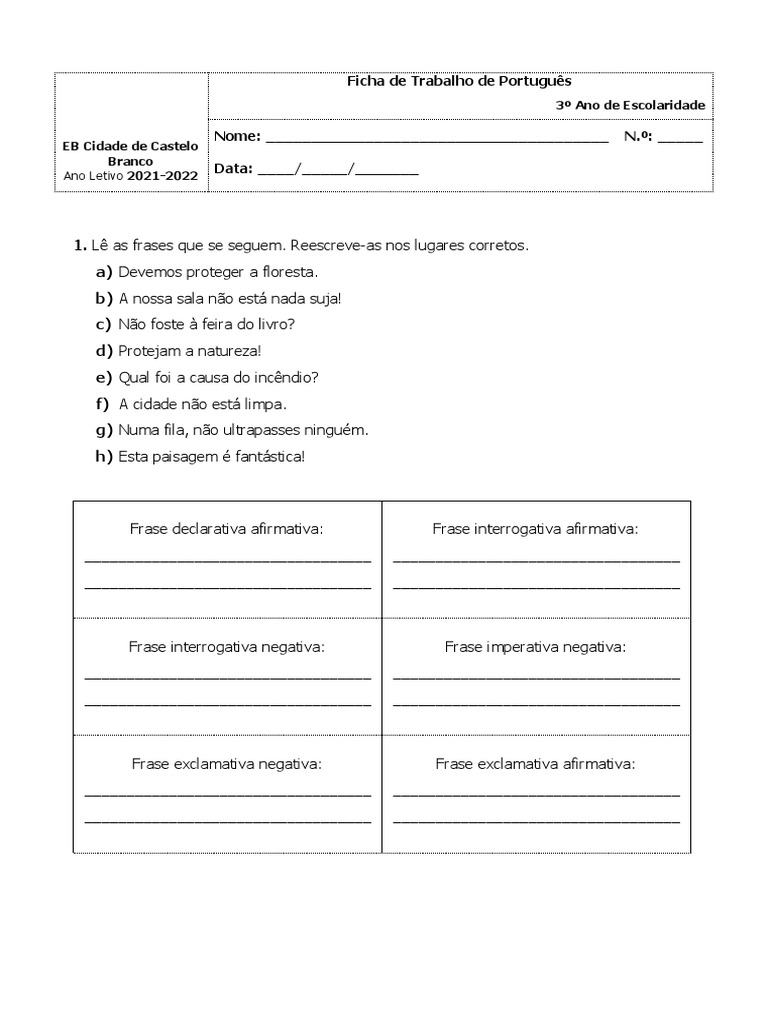 Tipos e Formas de Frases | PDF