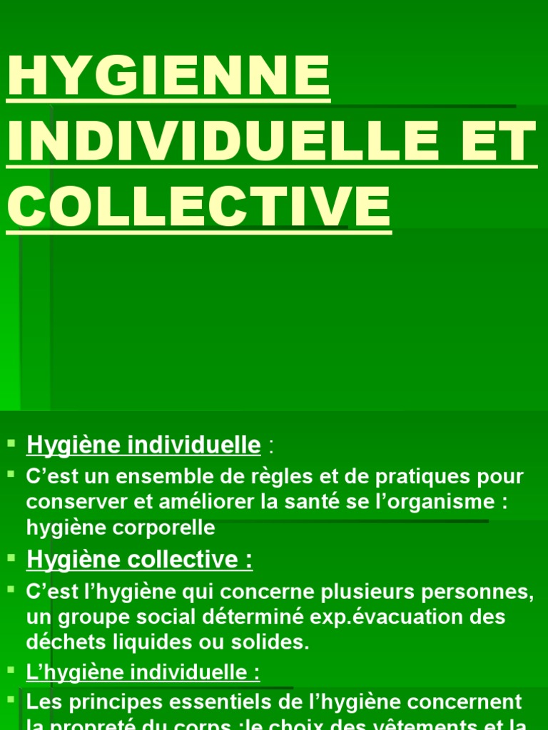 Hygienne Individuelle Et Collective | PDF | Infection | Boisson