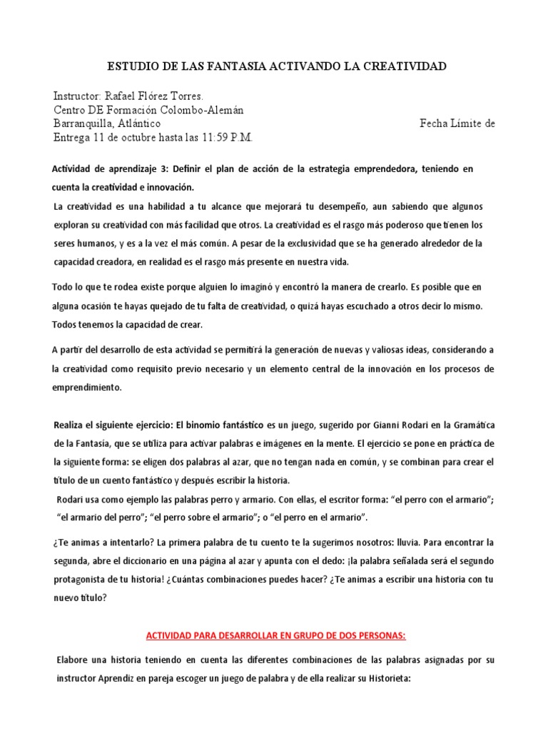 Estudio de Las Fantasia Activando La Creatividad | PDF | Creatividad ...