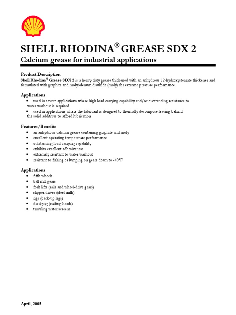 Shell Rhodina Grease SDX 2: Calcium Grease For Industrial Applications ...