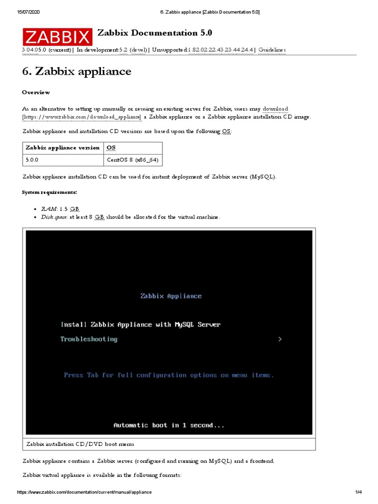 Zabbix Appliance (Zabbix Documentation 5.0) | PDF | Computer Engineering | Operating System ...
