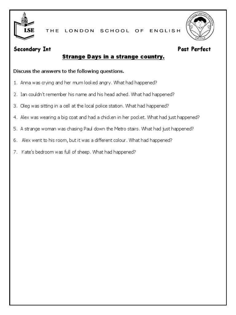 Past Perfect Speaking Activity | PDF