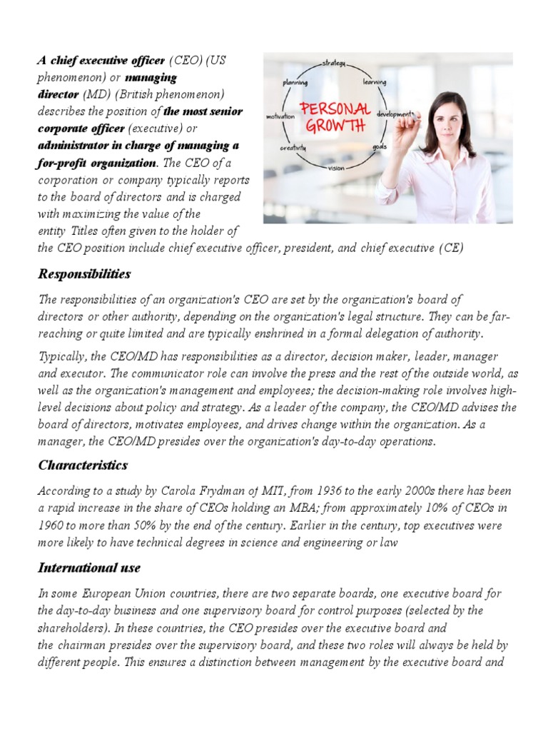 CEO Card | PDF | Chief Executive Officer | Leadership