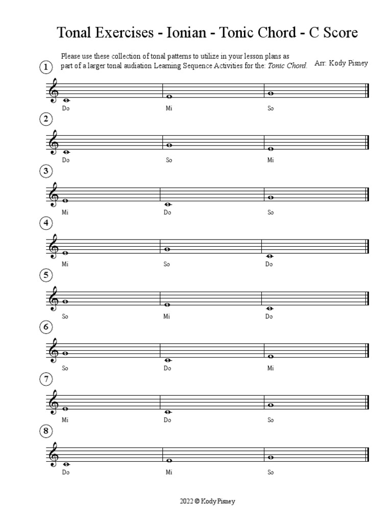 Tonal Exercises #1 - Tonic - C Major | PDF