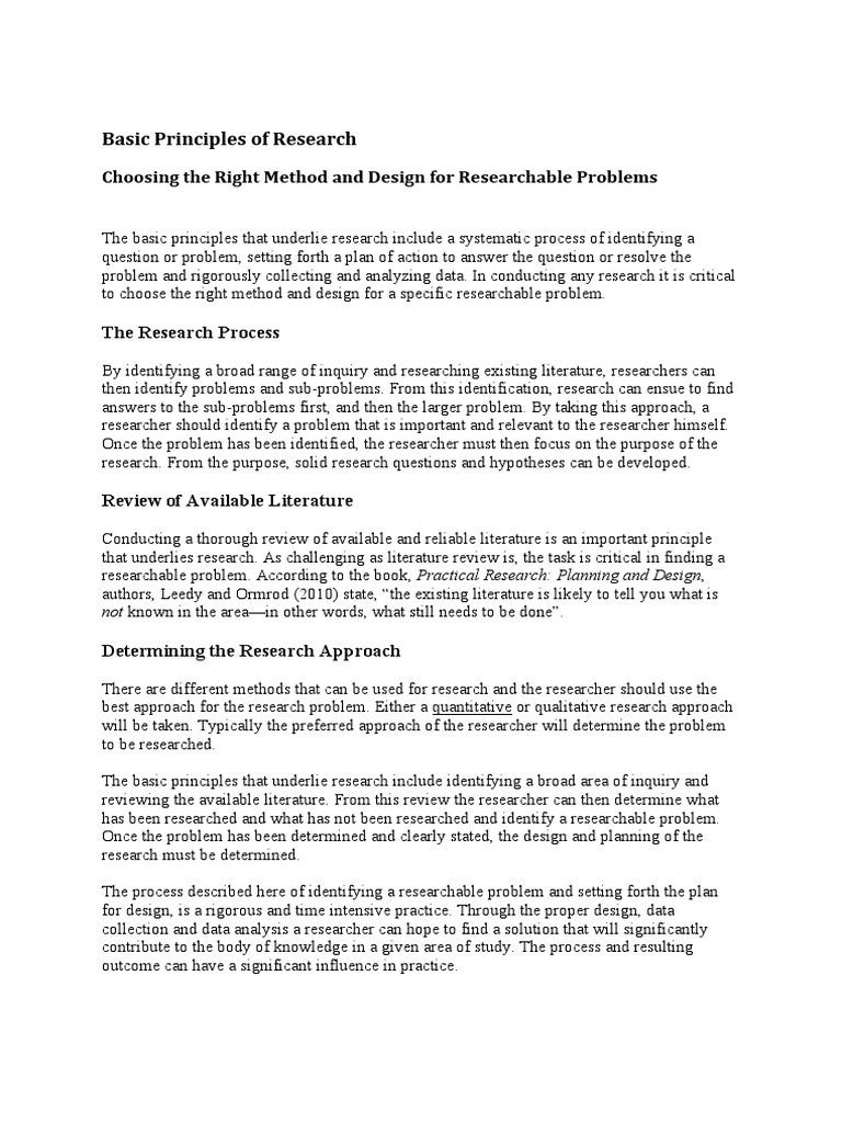 Basic Principles of Research | PDF | Methodology | Cognition