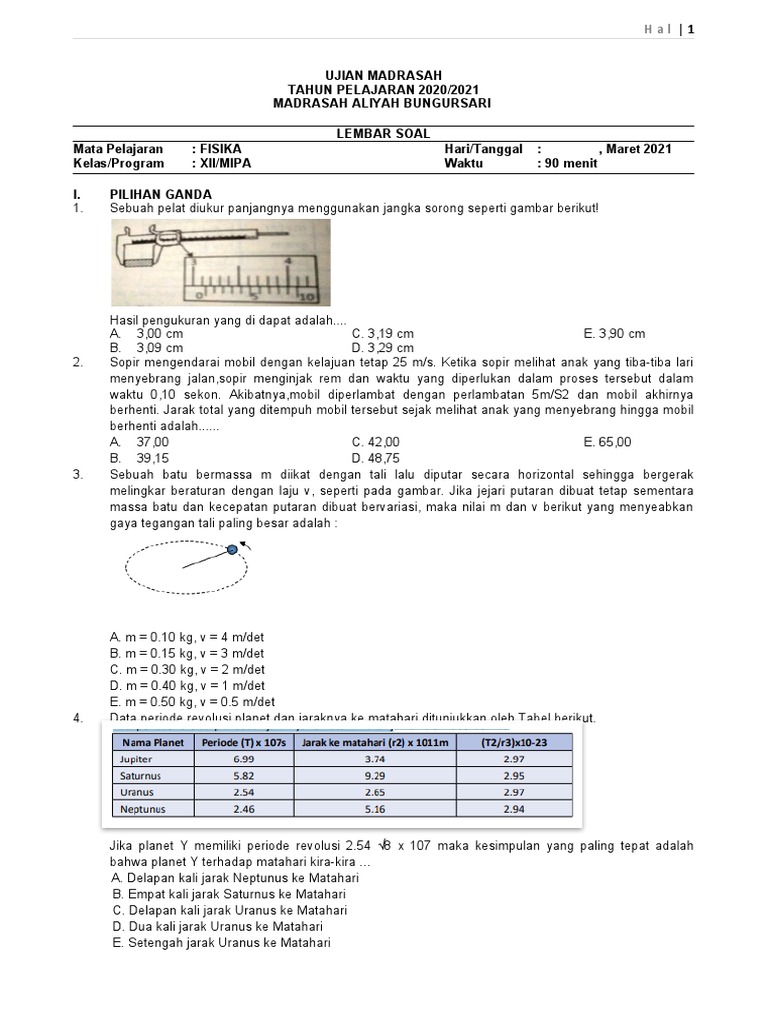 Soal Um Fisika 2021 | PDF | Sains & Matematika