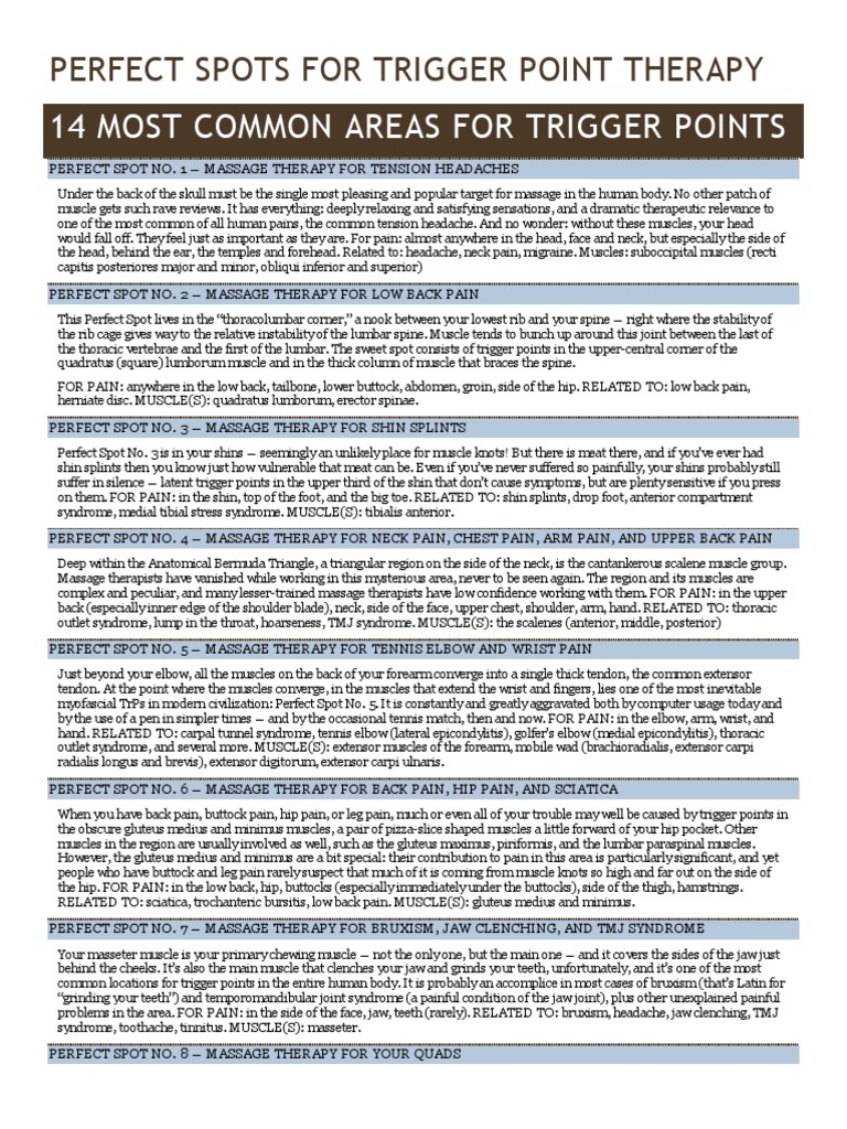 14 Most Common Areas For Trigger Points | PDF | Elbow | Vertebral Column