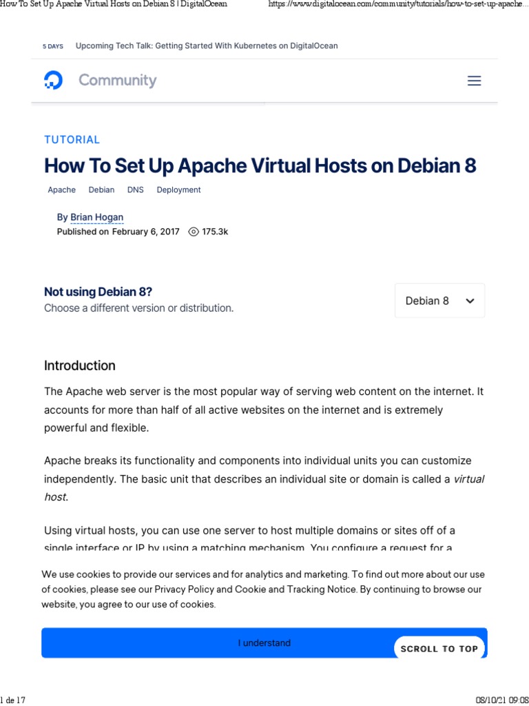 How To Set Up Apache Virtual Hosts On Debian 8 - DigitalOcean | PDF | World Wide Web | Internet ...