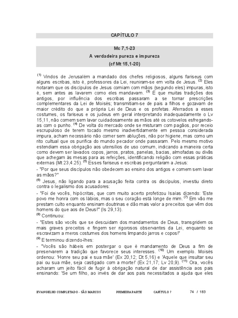 Evangelho de Marcos Cap 7 | PDF | Messias | Jesus