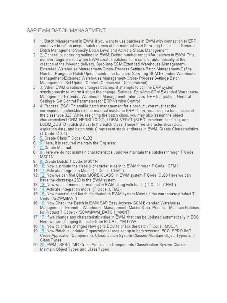 Sap Ewm Batch Management - Custom | PDF | Enterprise Resource Planning ...