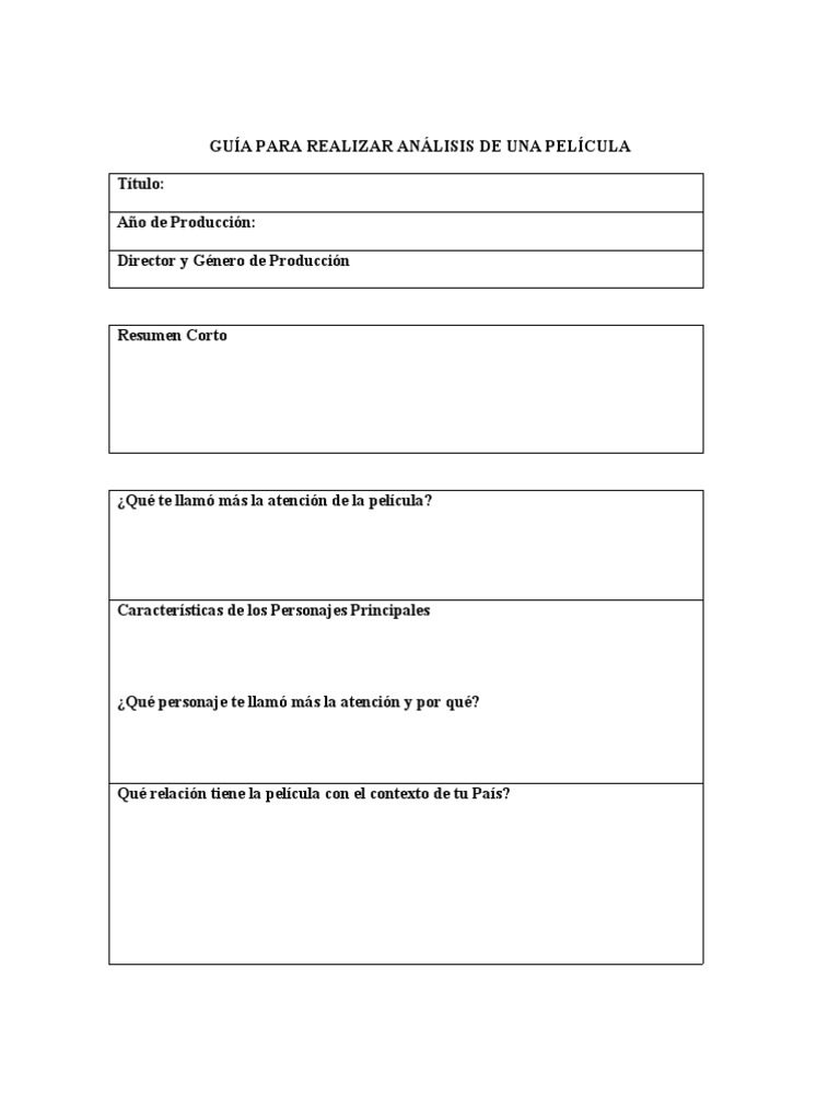 Guia para Analizar Una Pelicula | PDF