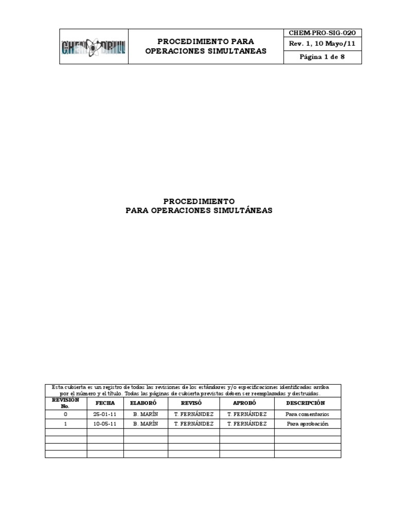 Chem Pro Sig 020 Operaciones Simultaneas | PDF