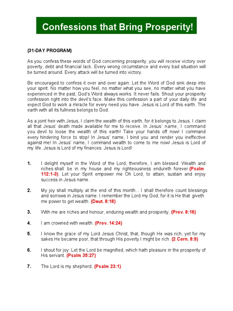 31-Day Prosperity Confessions Guide | PDF | Jesus | Confession (Religion)