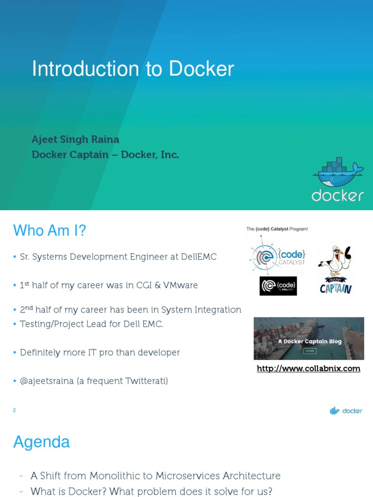 Introduction To Docker: Ajeet Singh Raina Docker Captain - Docker, Inc ...