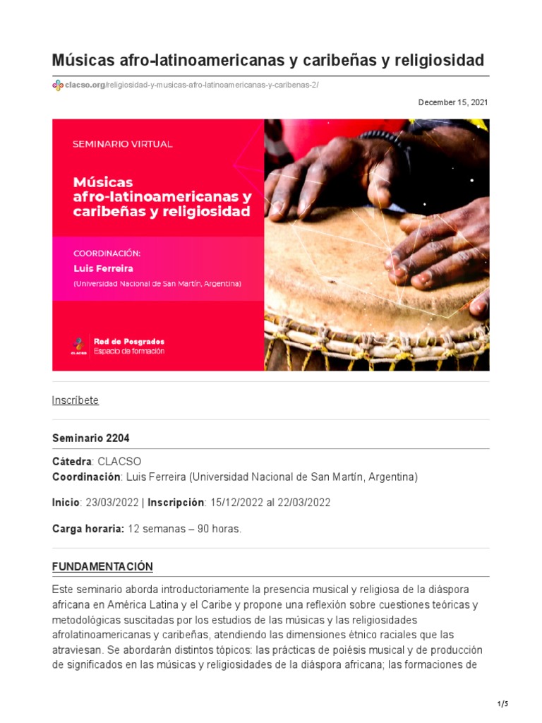 Músicas Afro-Latinoamericanas y Caribeñas y Religiosidad | PDF ...
