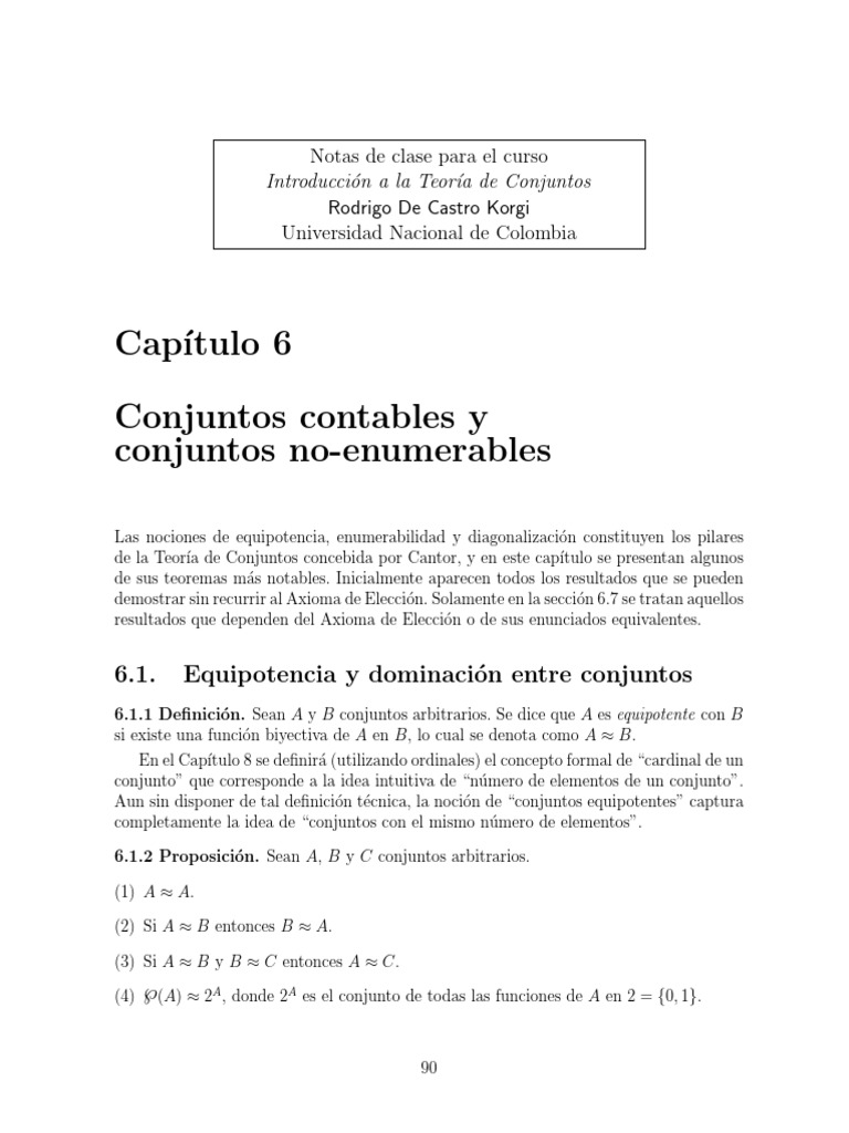 Cap. 6. Cardinalidad | PDF | Conjunto (Matemáticas) | Función (Matemáticas)
