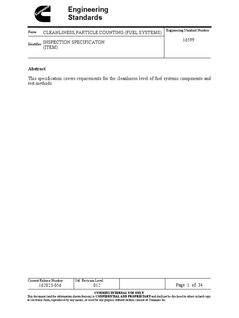 012 Cleanliness | PDF | Specification (Technical Standard) | Filtration