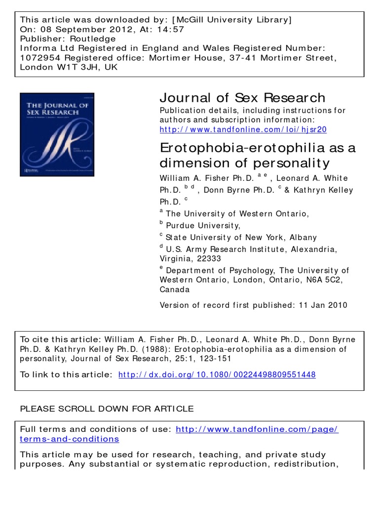 Erotophobia Erotophilia As A Dimension of Personality | PDF | Affect ...
