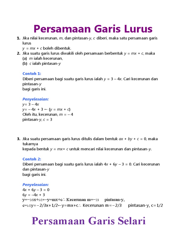 Nota Garis Lurus | PDF