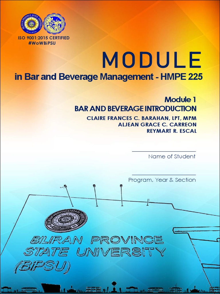 Introduction to Bar Management Module | PDF | Cocktails | Drink