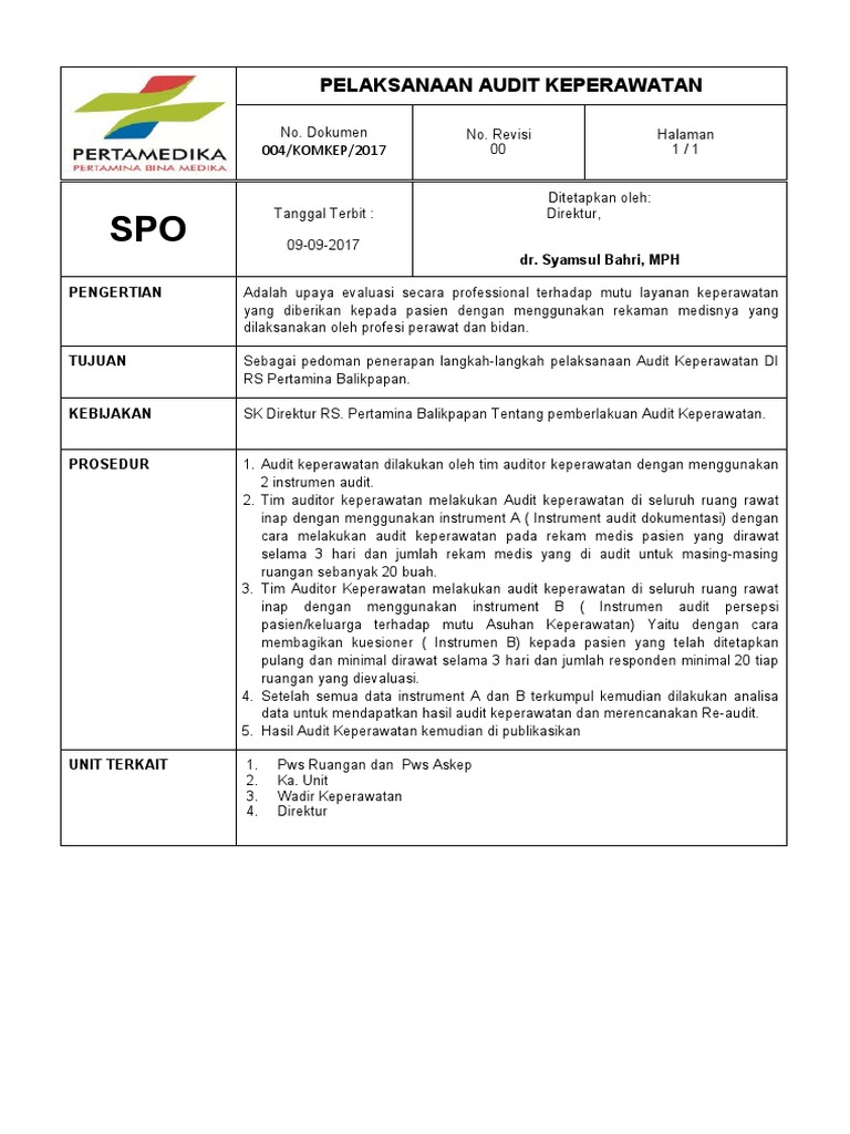 Spo Audit Keperawatan | PDF