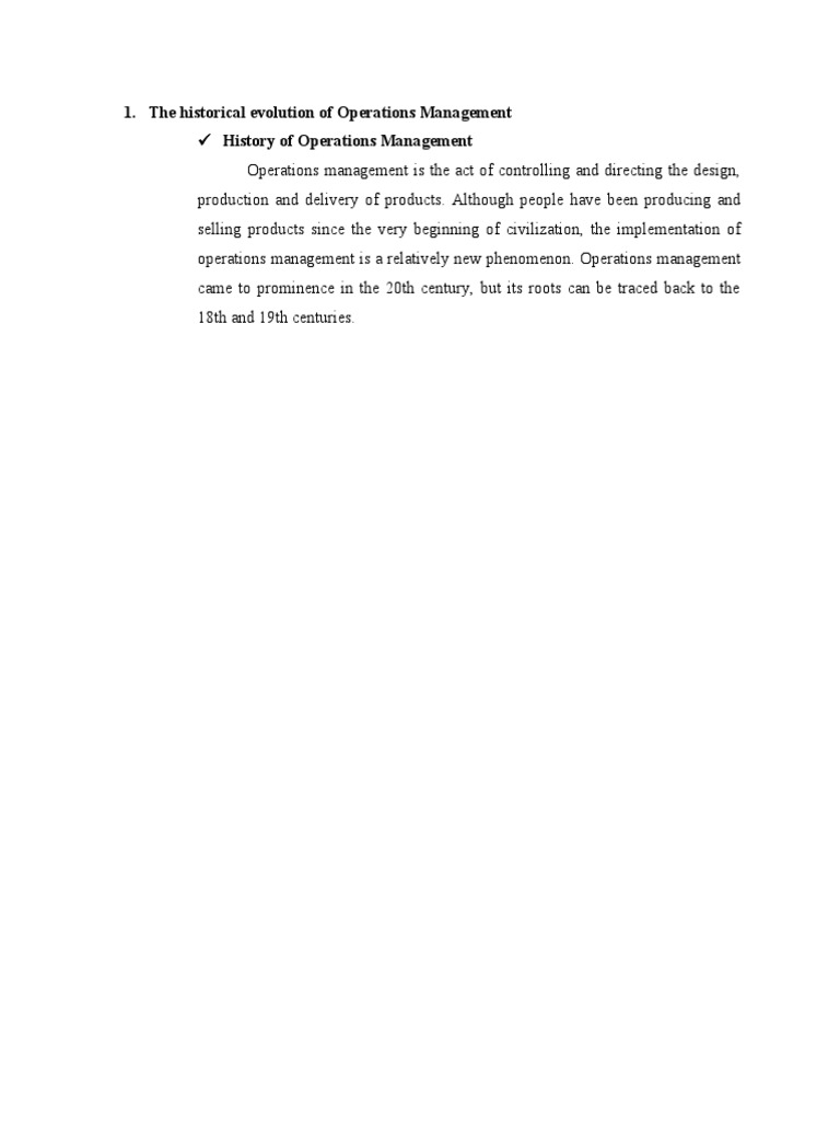 The Historical Evolution of Operations Management 1 | PDF