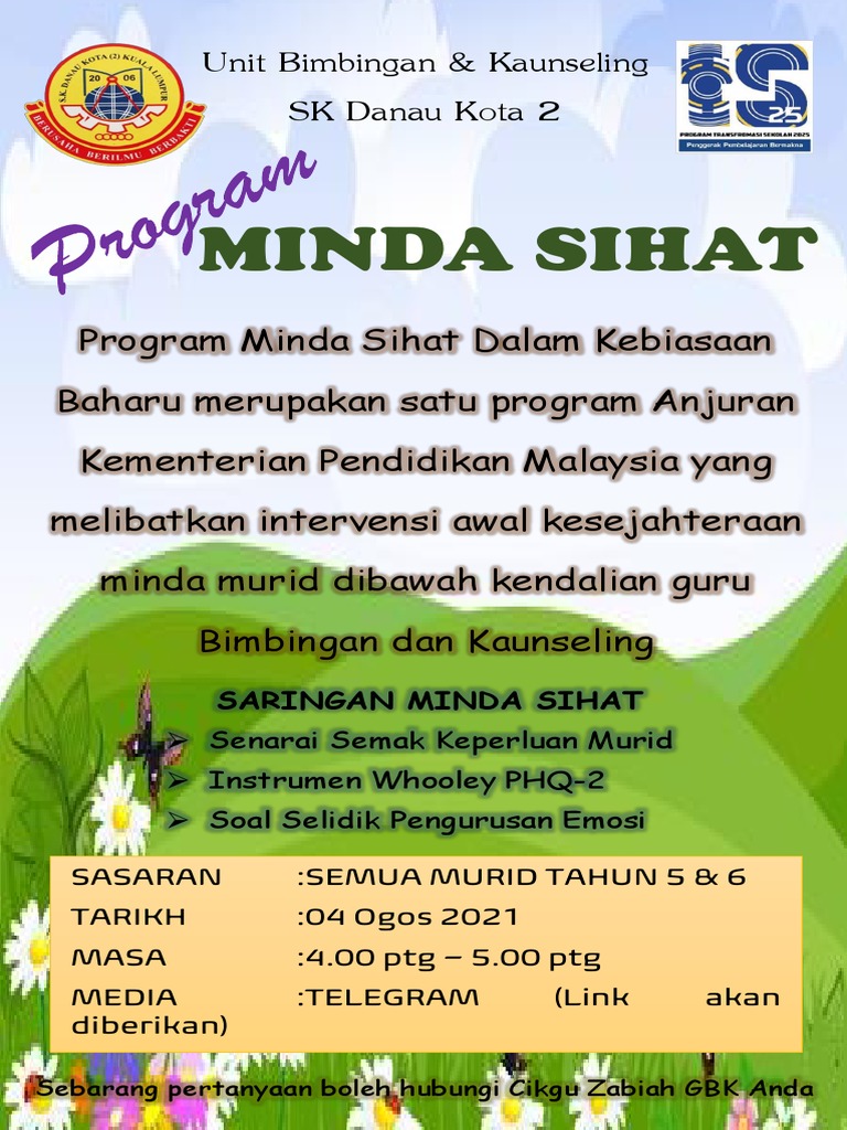 Contoh Poster Makluman Saringan Minda Sihat | PDF