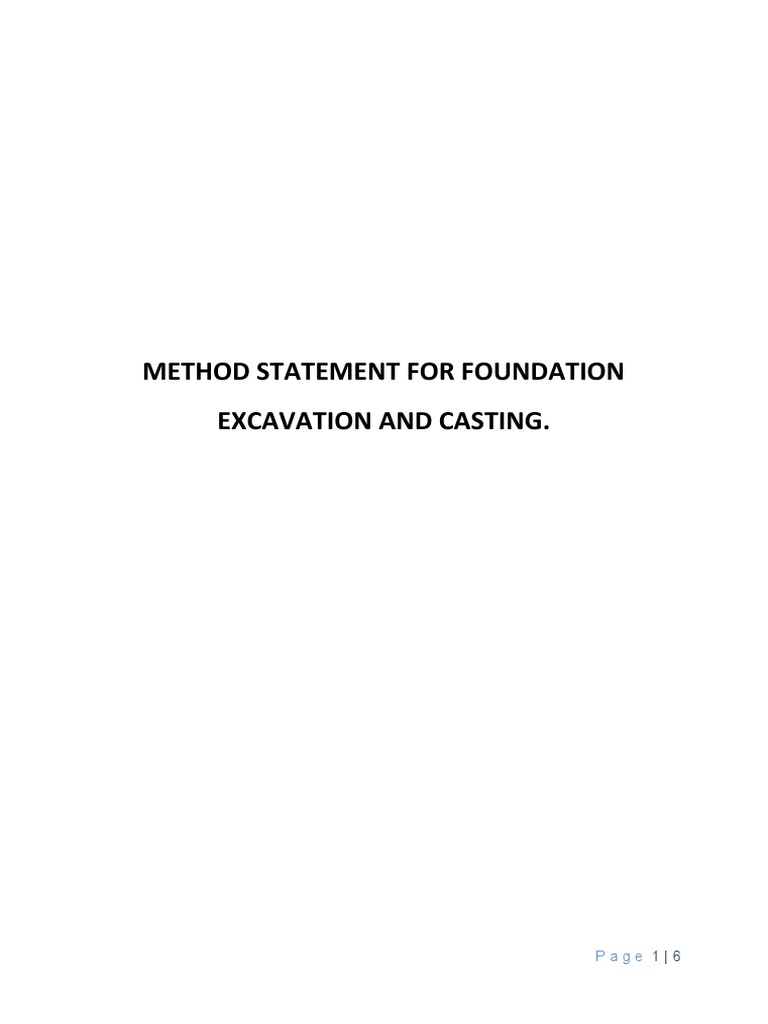Method Statement For Foundation Excavati | PDF | Concrete | Personal ...