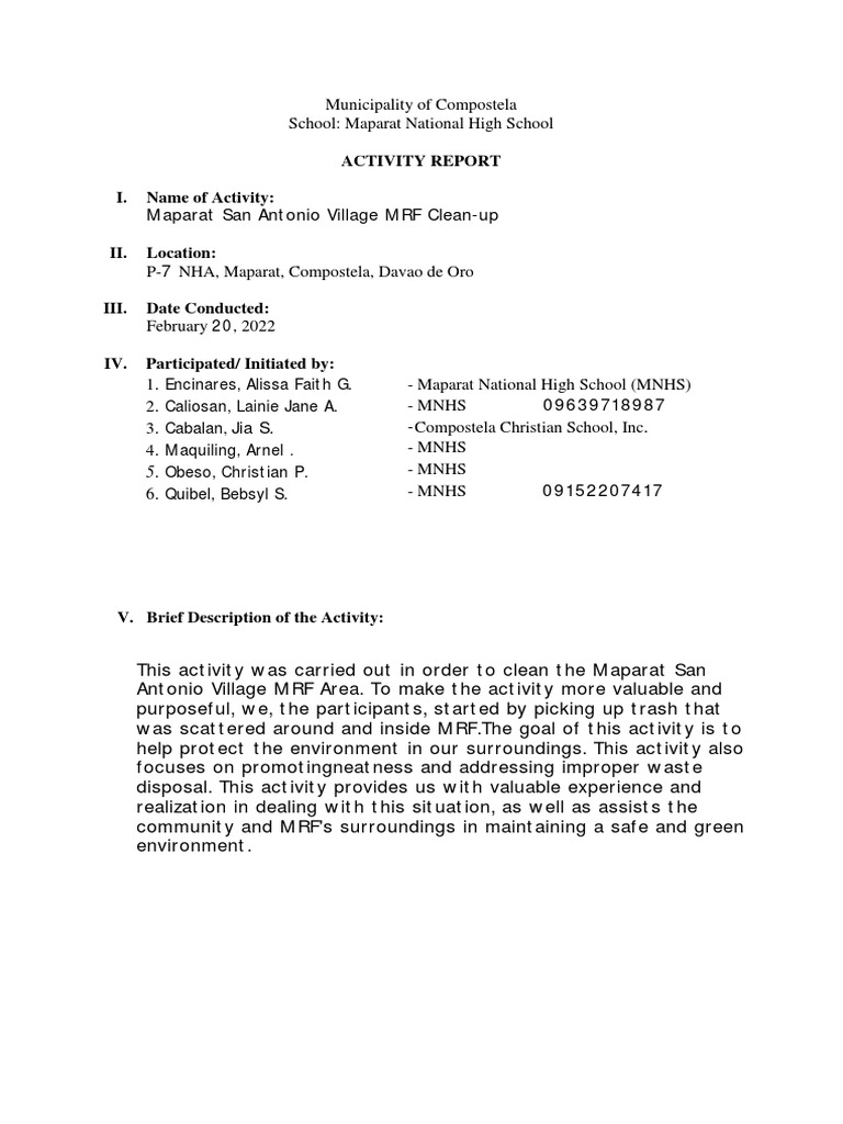 DdOSP - In-School - Youth - MRF | PDF